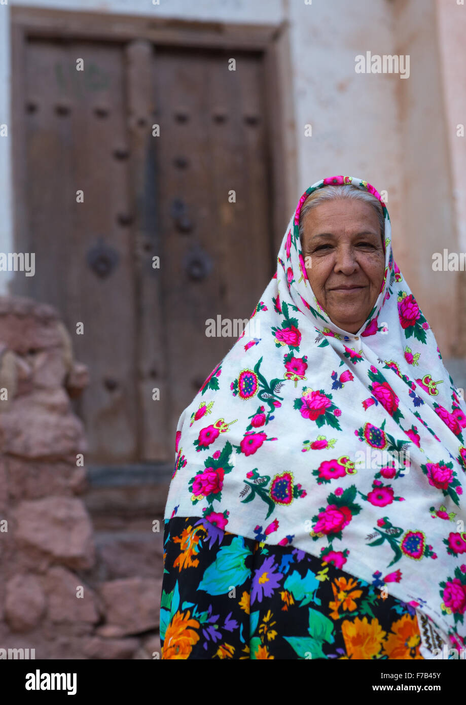 Portrait Of An Iranian Woman Wearing Traditional Floreal Chador In ...