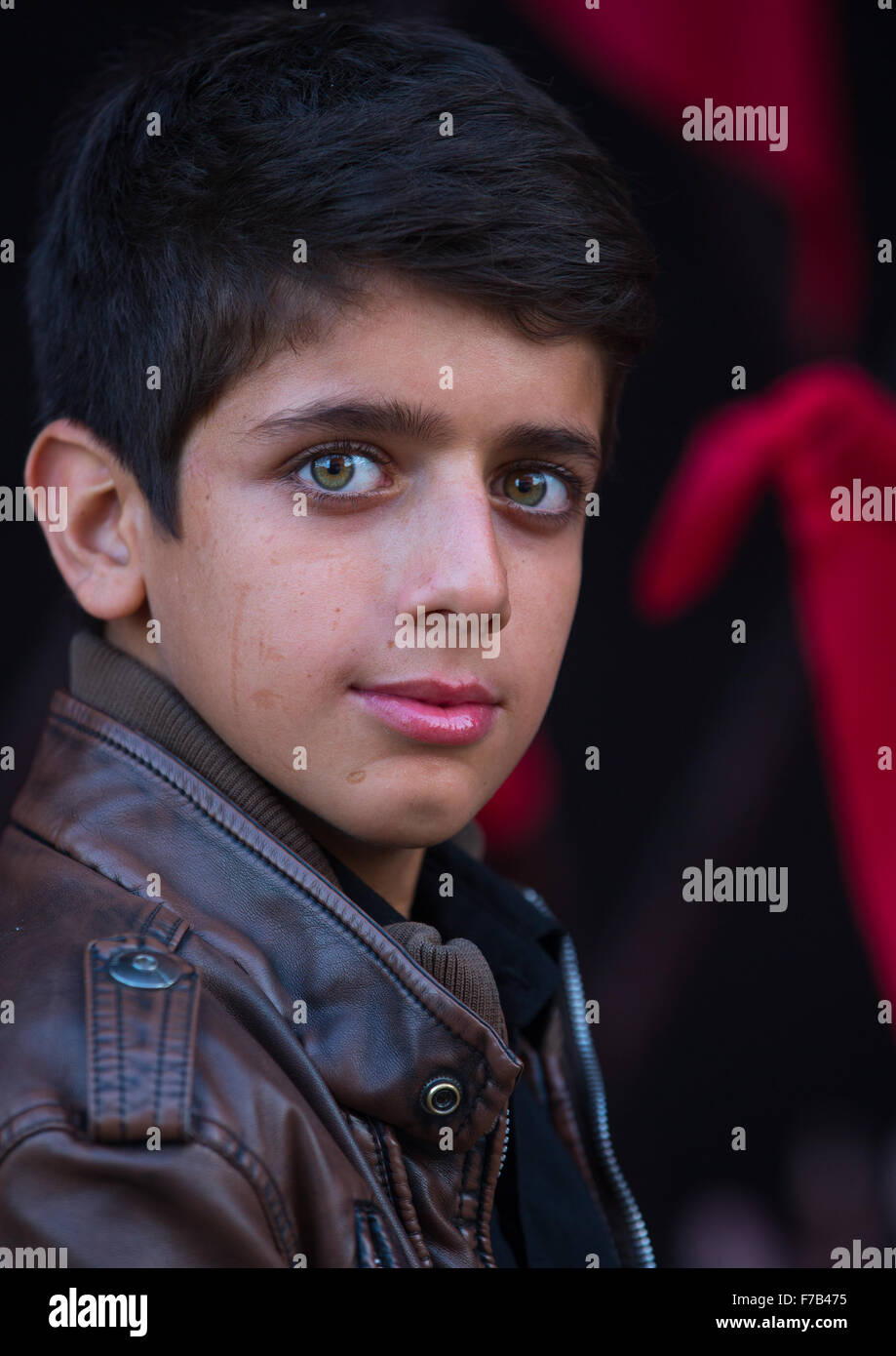 Iranian Shiite Muslim Boy With Green Eyes During Muharram, Isfahan ...