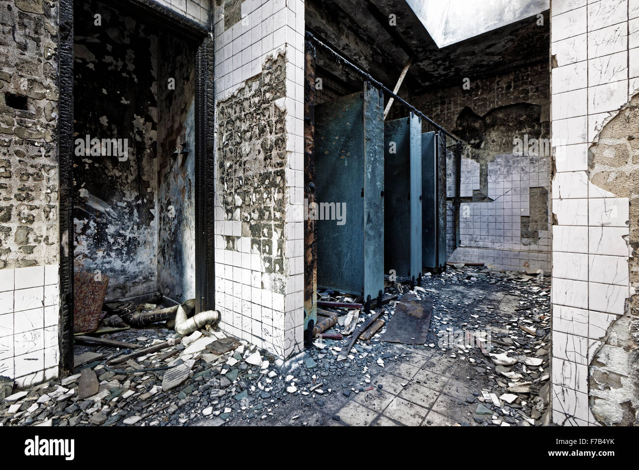 Old abandoned ruin factory damage building inside Stock Photo - Alamy