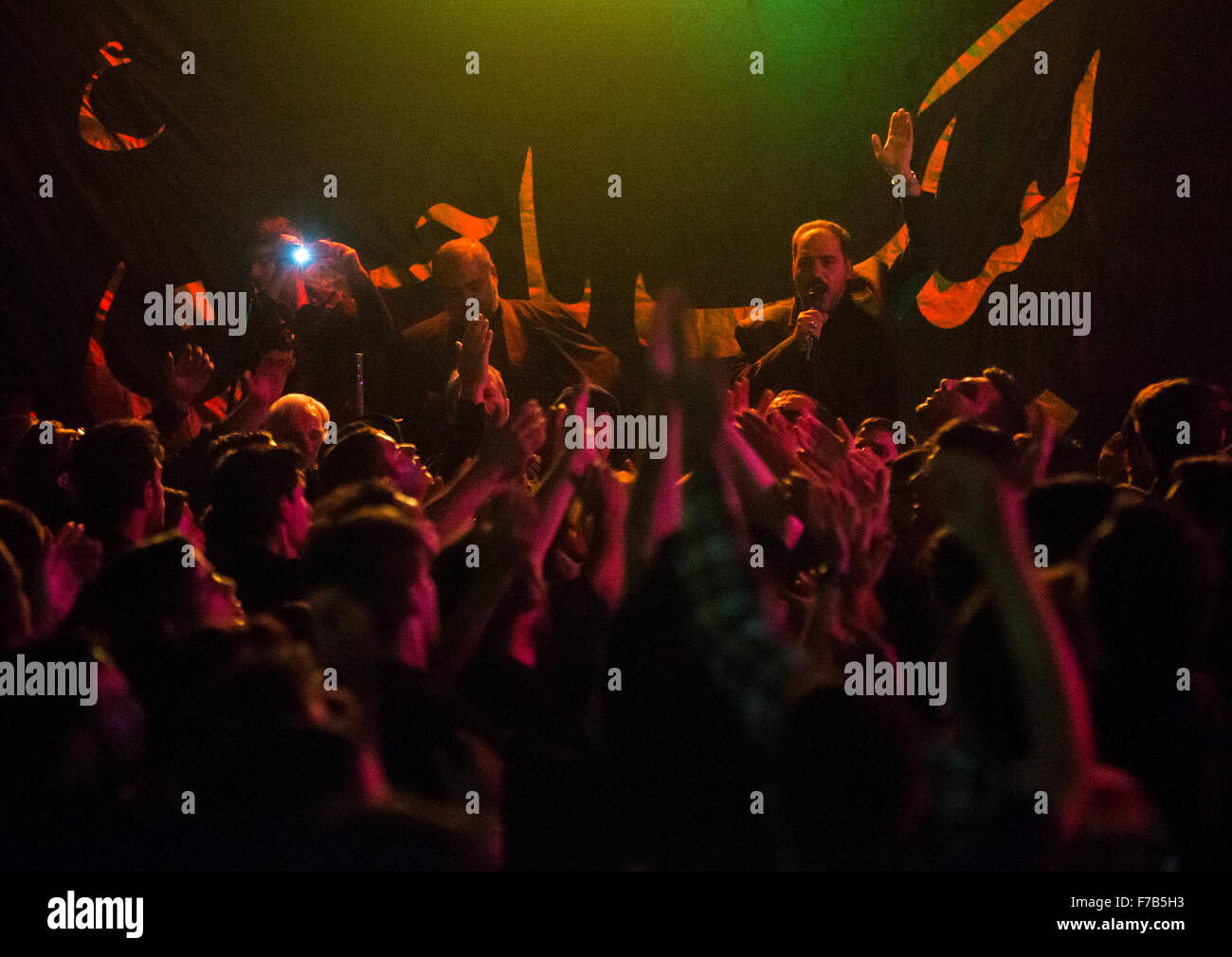 Iranian Shiite Muslim Man Leading Recitations And Songs With Mourners ...