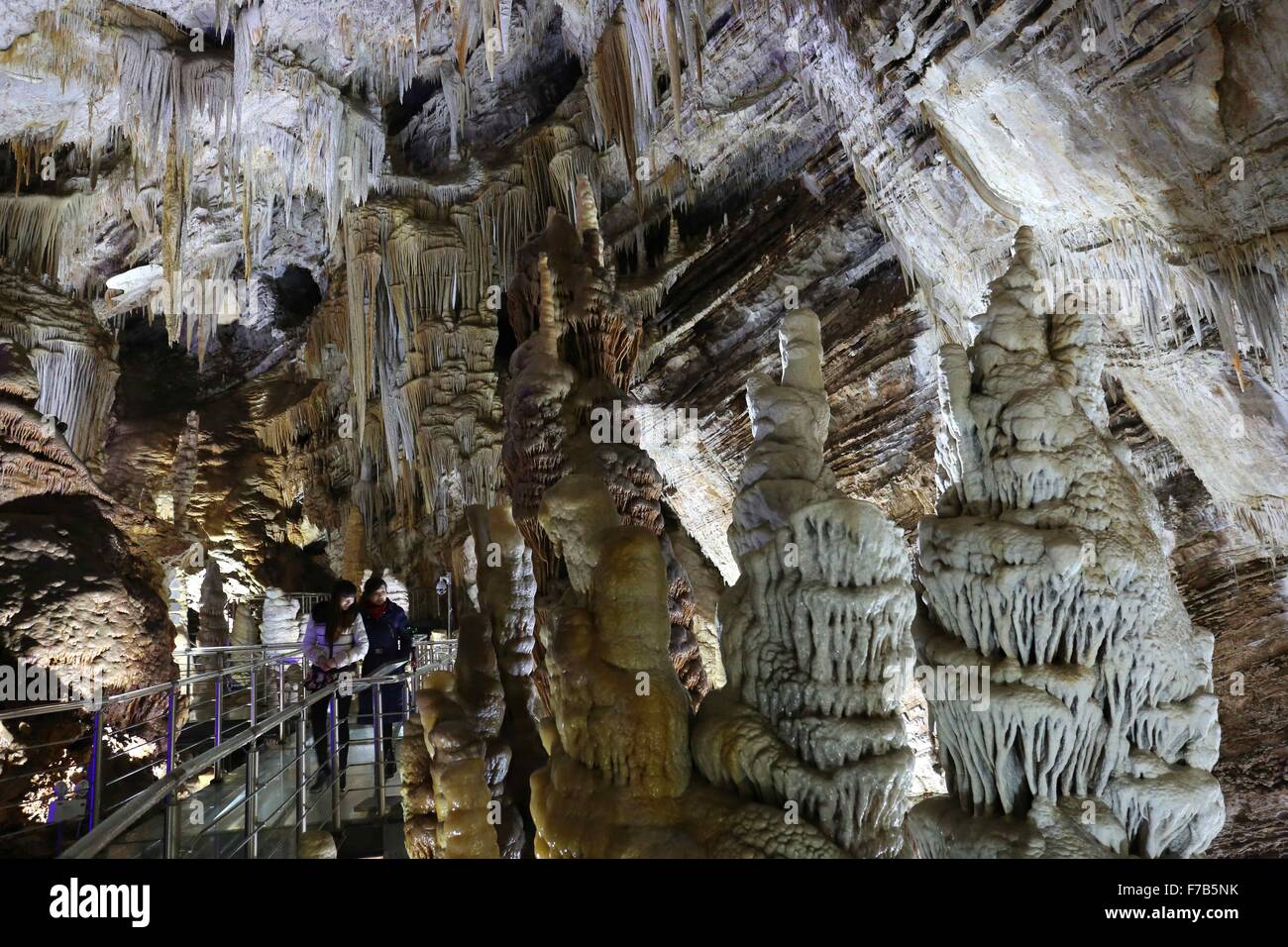 Xinglong. 28th Nov, 2015. Tourists visit in a limestone cave in ...