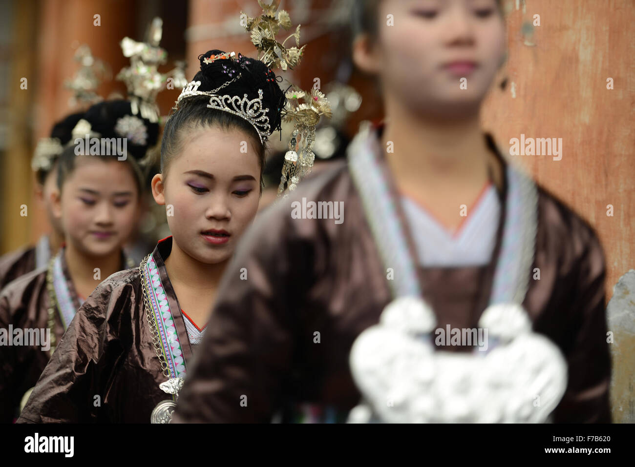 Liping, China's Guizhou Province. 28th Nov, 2015. Performers of Dong ...