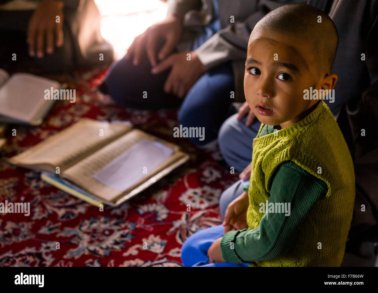 Turkmen Boy With Freshly Shaved Head At A Coranic School, Golestan ...