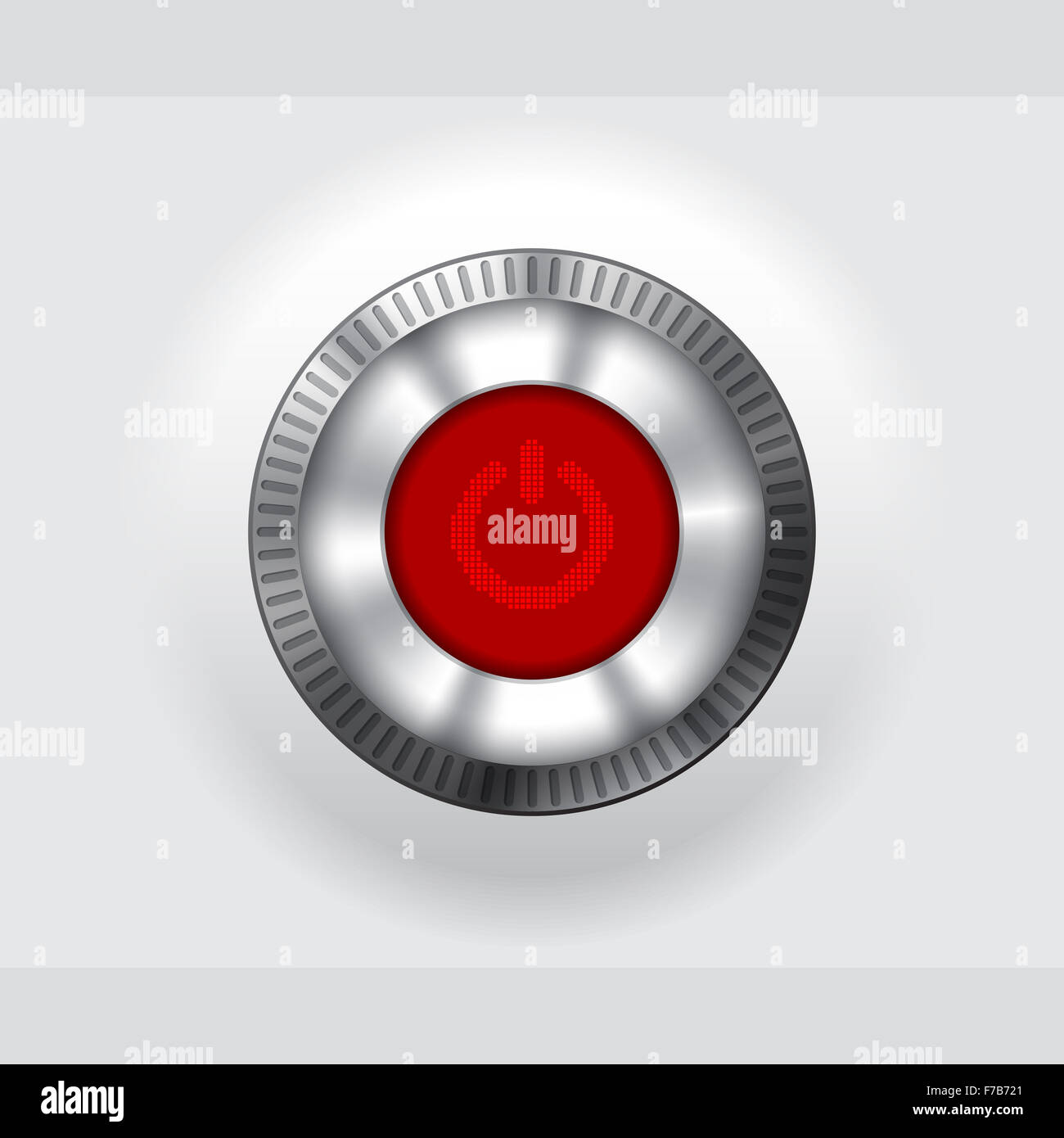 Shiny metallic power button with lcd display Stock Photo - Alamy