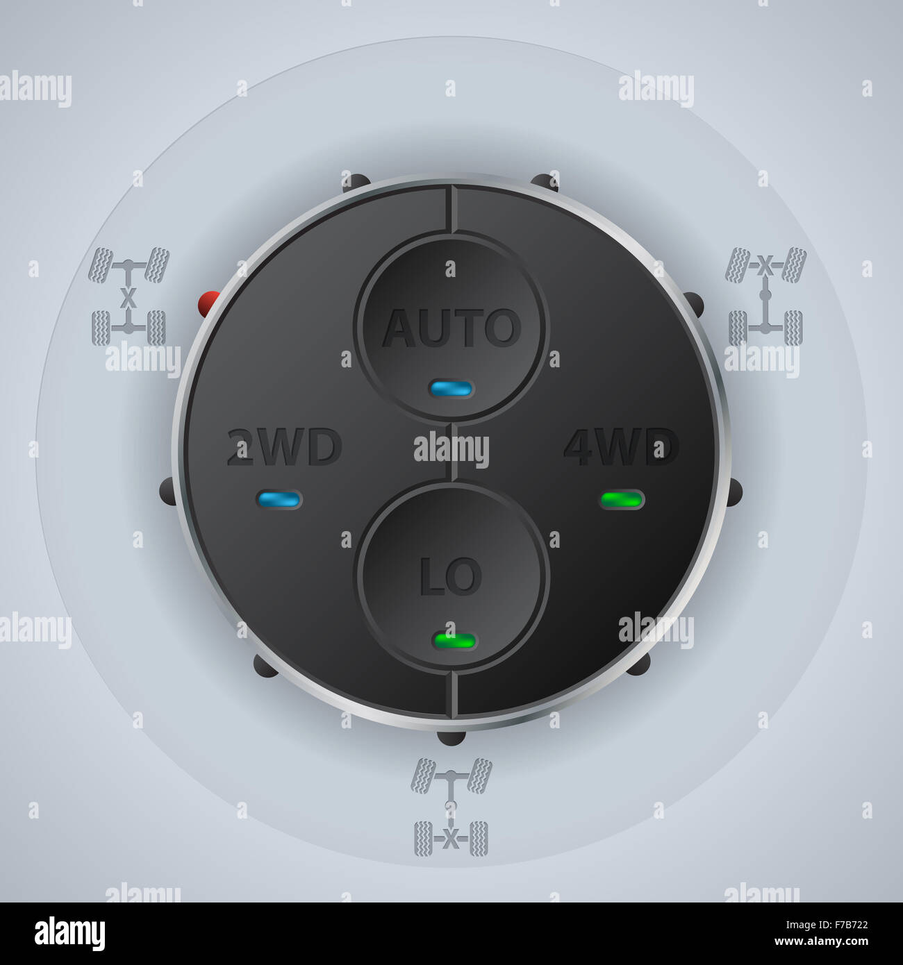 Off road differential control panel design with function LEDs Stock ...