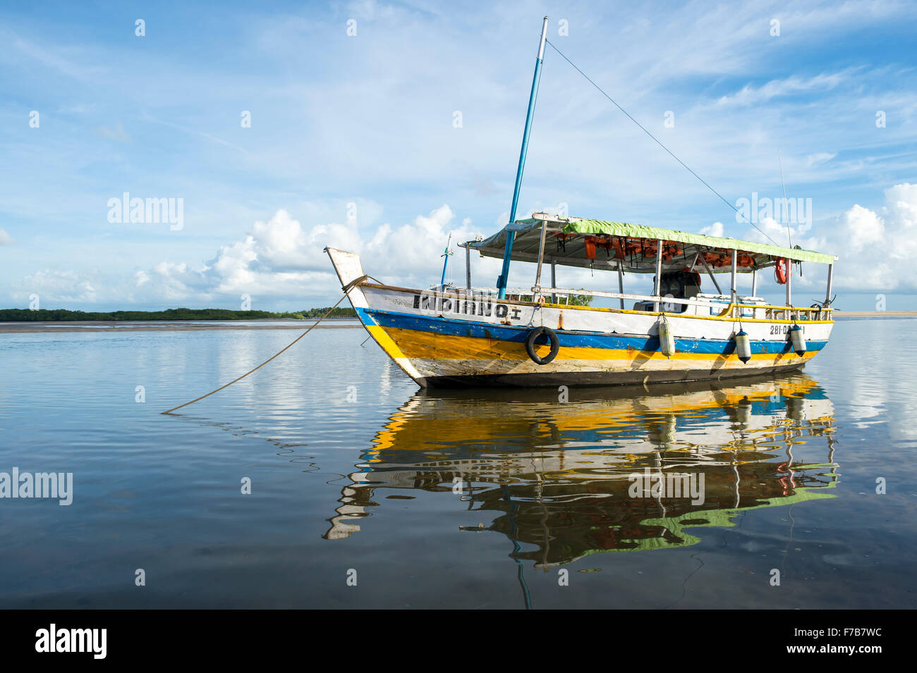 BAHIA, BRAZIL - MARCH 10, 2015: Colorful Brazilian fishing boat ...