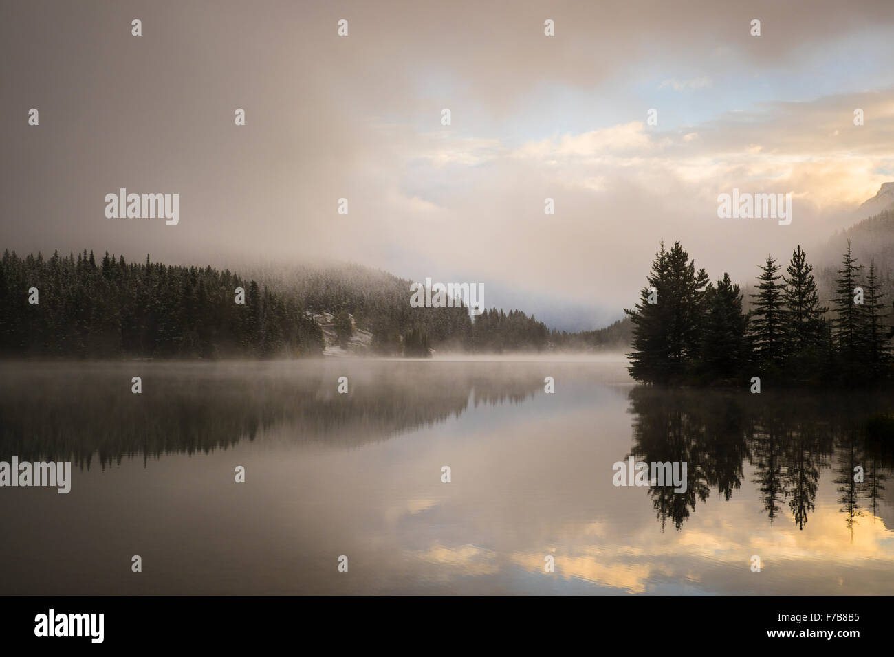 Sunrise, Two Jack Lake, Two Jack Lakeside Campground, Banff ...