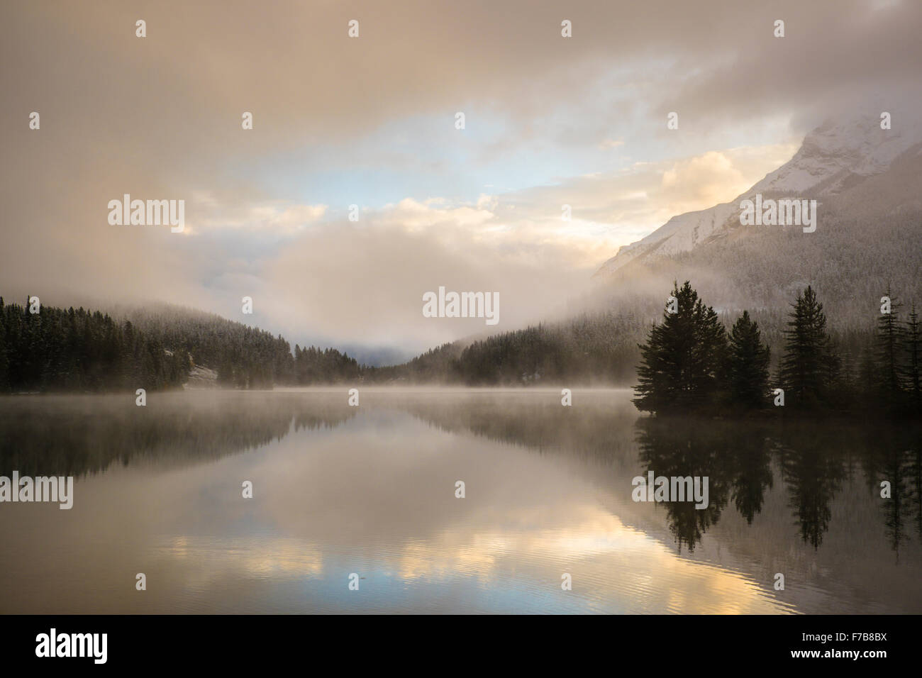 Sunrise, Two Jack Lake, Two Jack Lakeside Campground, Banff ...