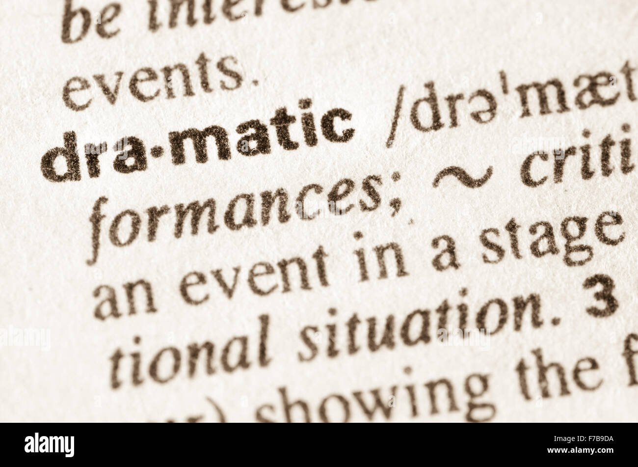 Definition of word dramatic in dictionary Stock Photo - Alamy