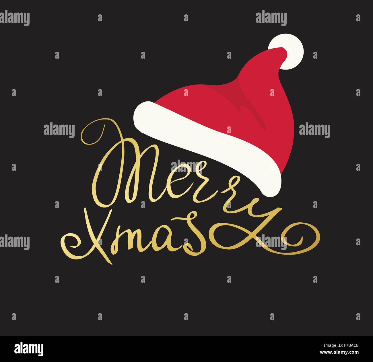 Merry Christmas golden handmade lettering inscription Stock Vector ...