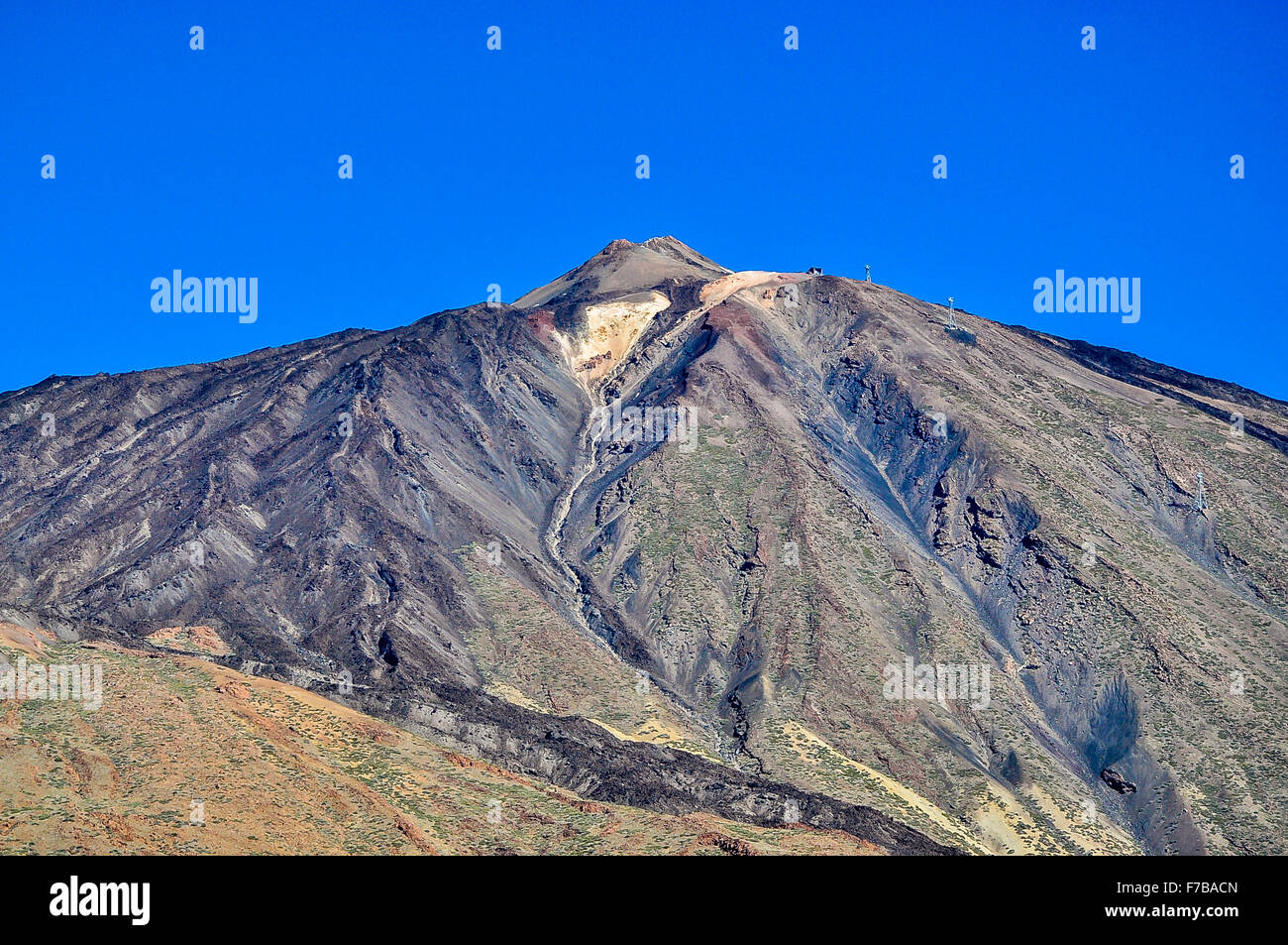 Peak of El Teide Volcano with cable railway Stock Photo - Alamy