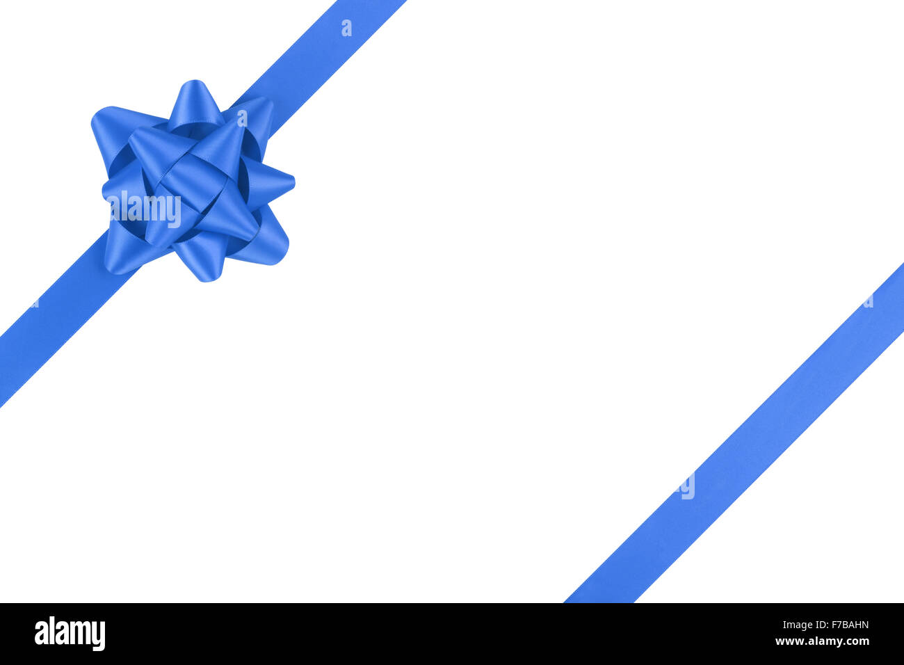 blue ribbon template for packaging with gift bow isolated on white ...