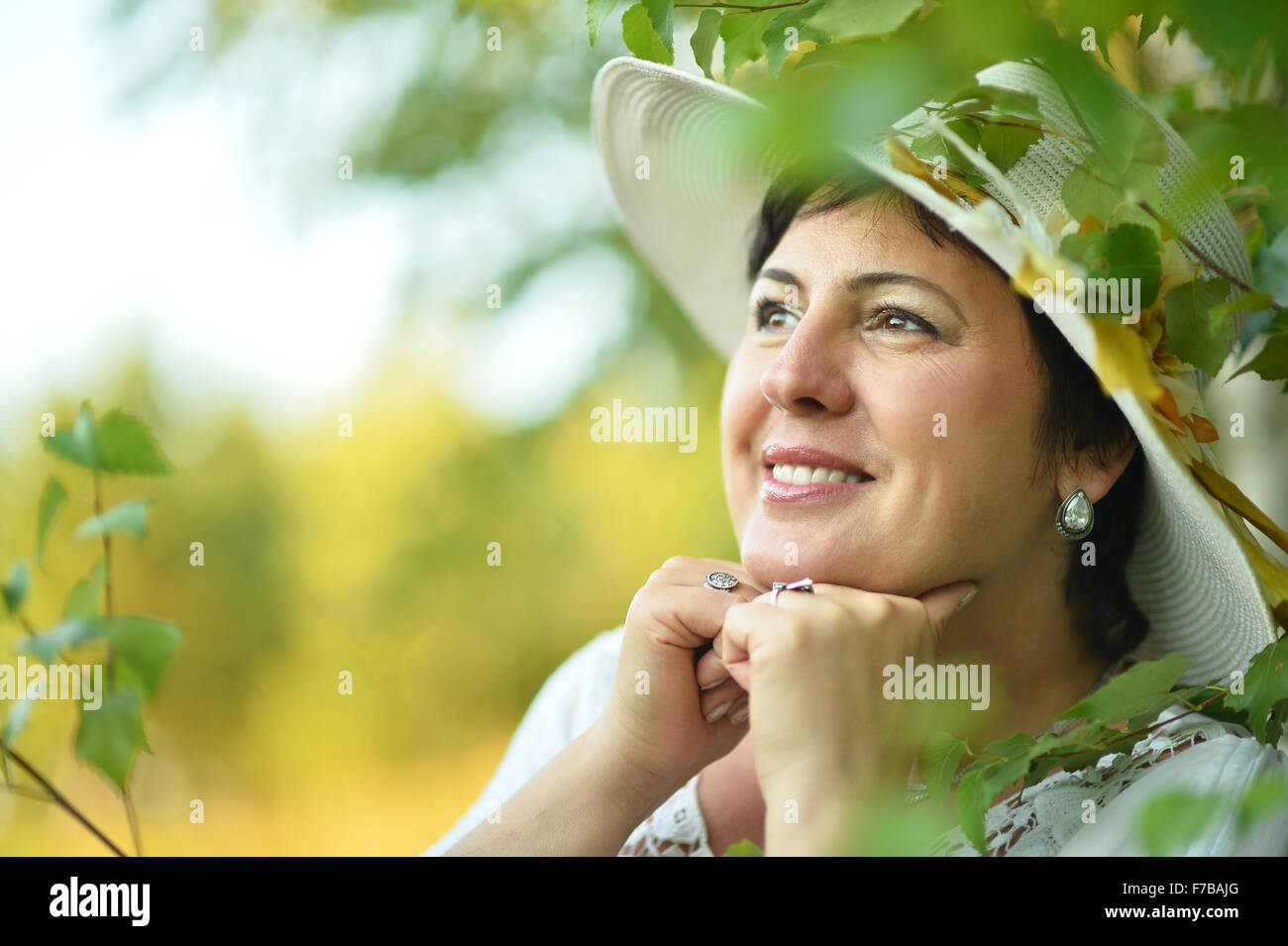 Lady enjoying summer outdoors Stock Photo - Alamy