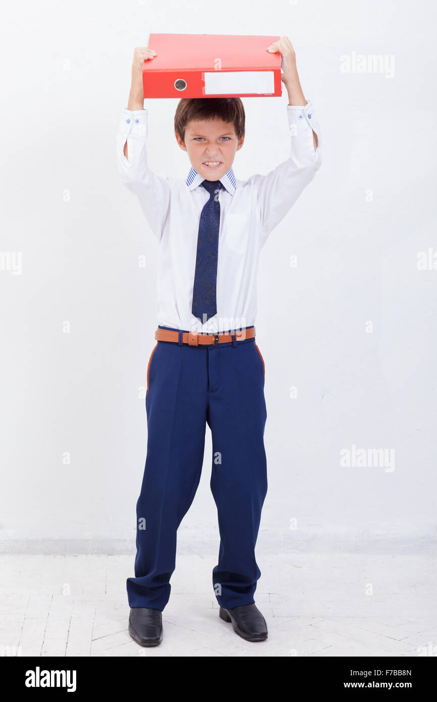 The boy with folders Stock Photo - Alamy