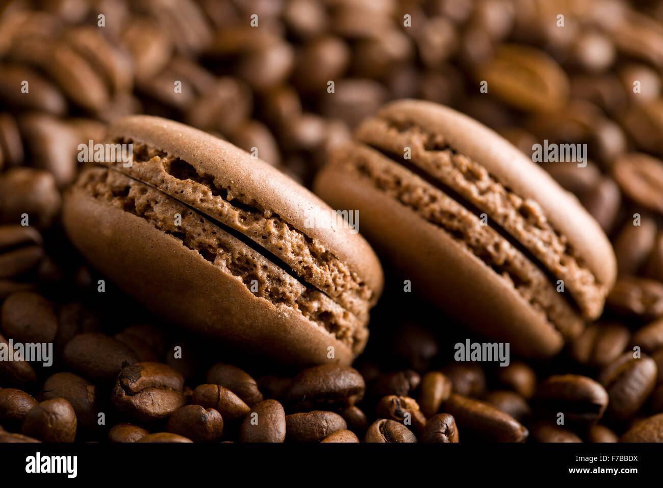 macarons with coffee flavor and coffee beans Stock Photo - Alamy