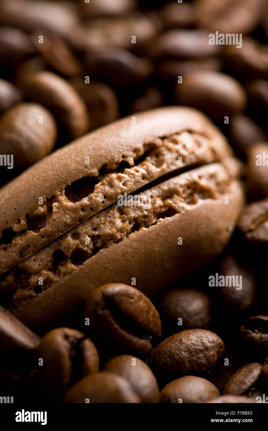 macarons with coffee flavor and coffee beans Stock Photo - Alamy