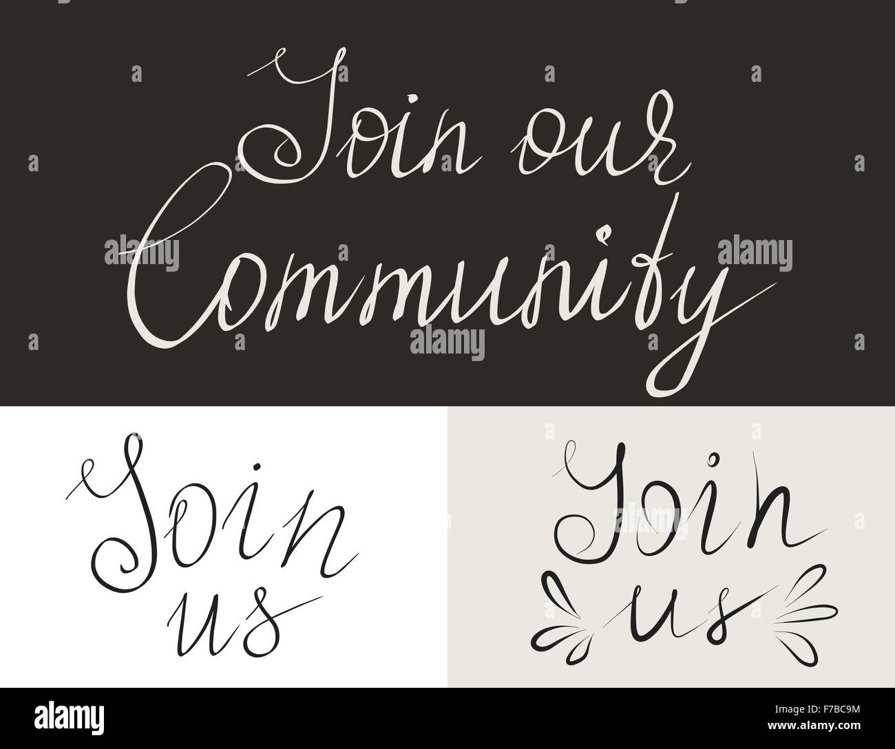 Set of Join us handmade lettering inscriptions Stock Vector Image & Art ...
