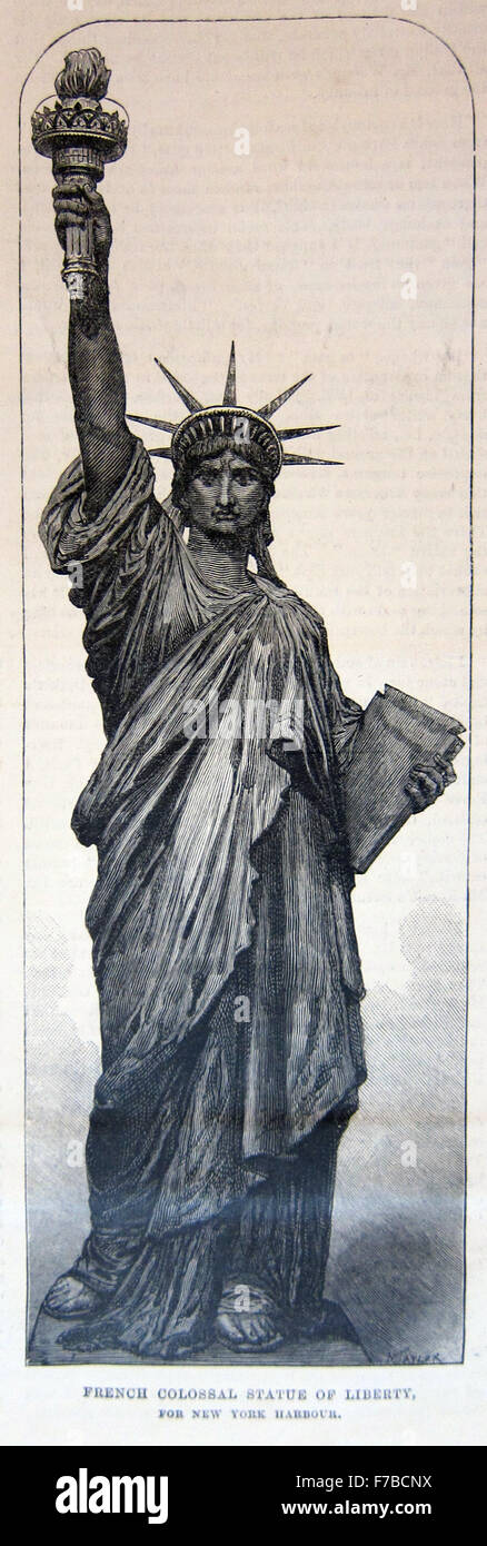Old Engraving Statue of Liberty 1884 Stock Photo - Alamy