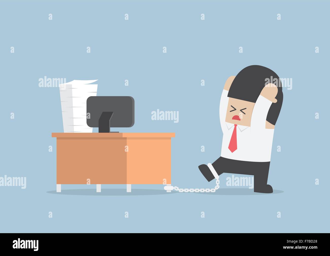Businessman chained to the desk, VECTOR, EPS10 Stock Vector Image & Art ...
