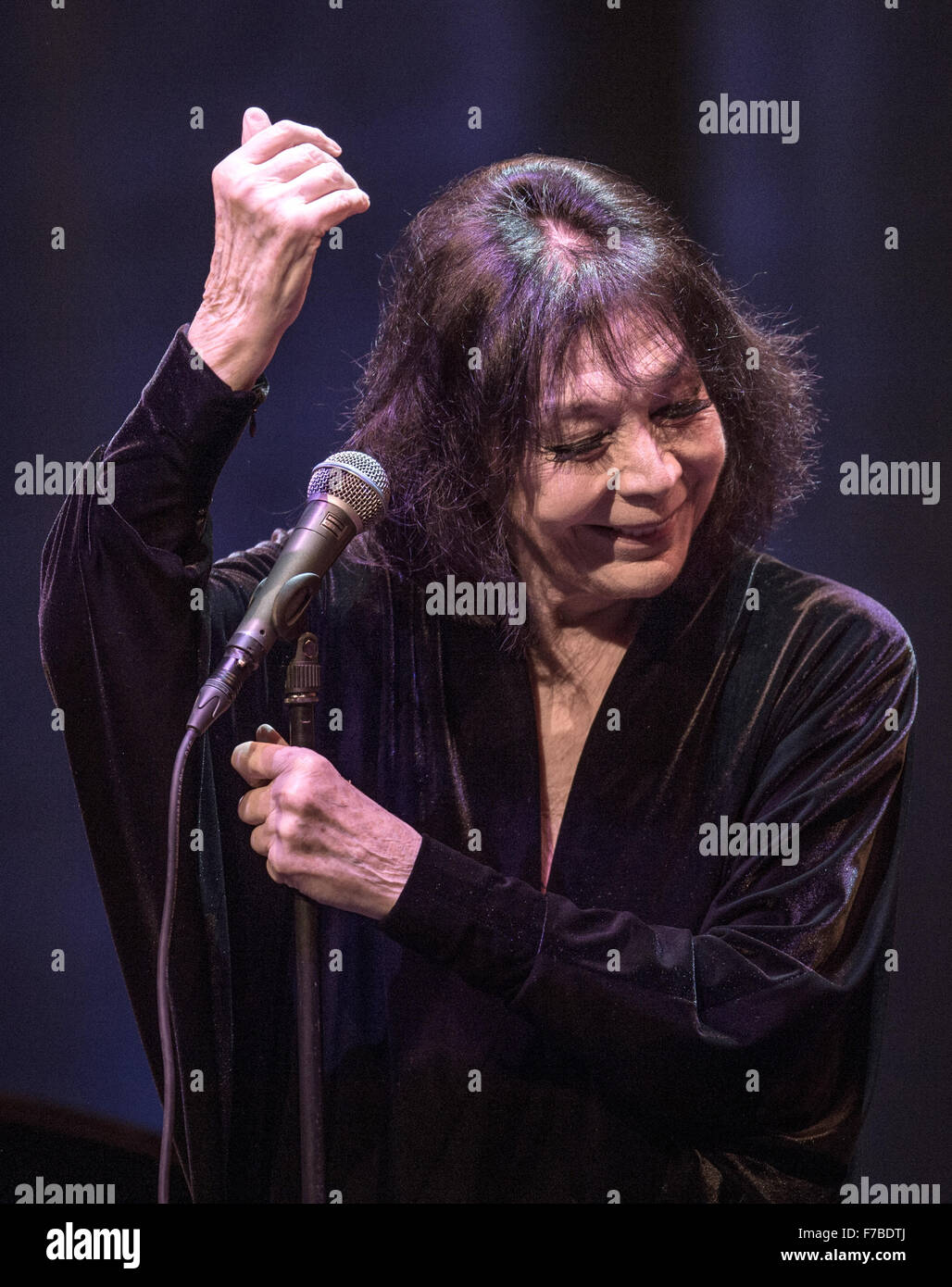Singer Juliette Greco (88) on stage during the last concert of her ...