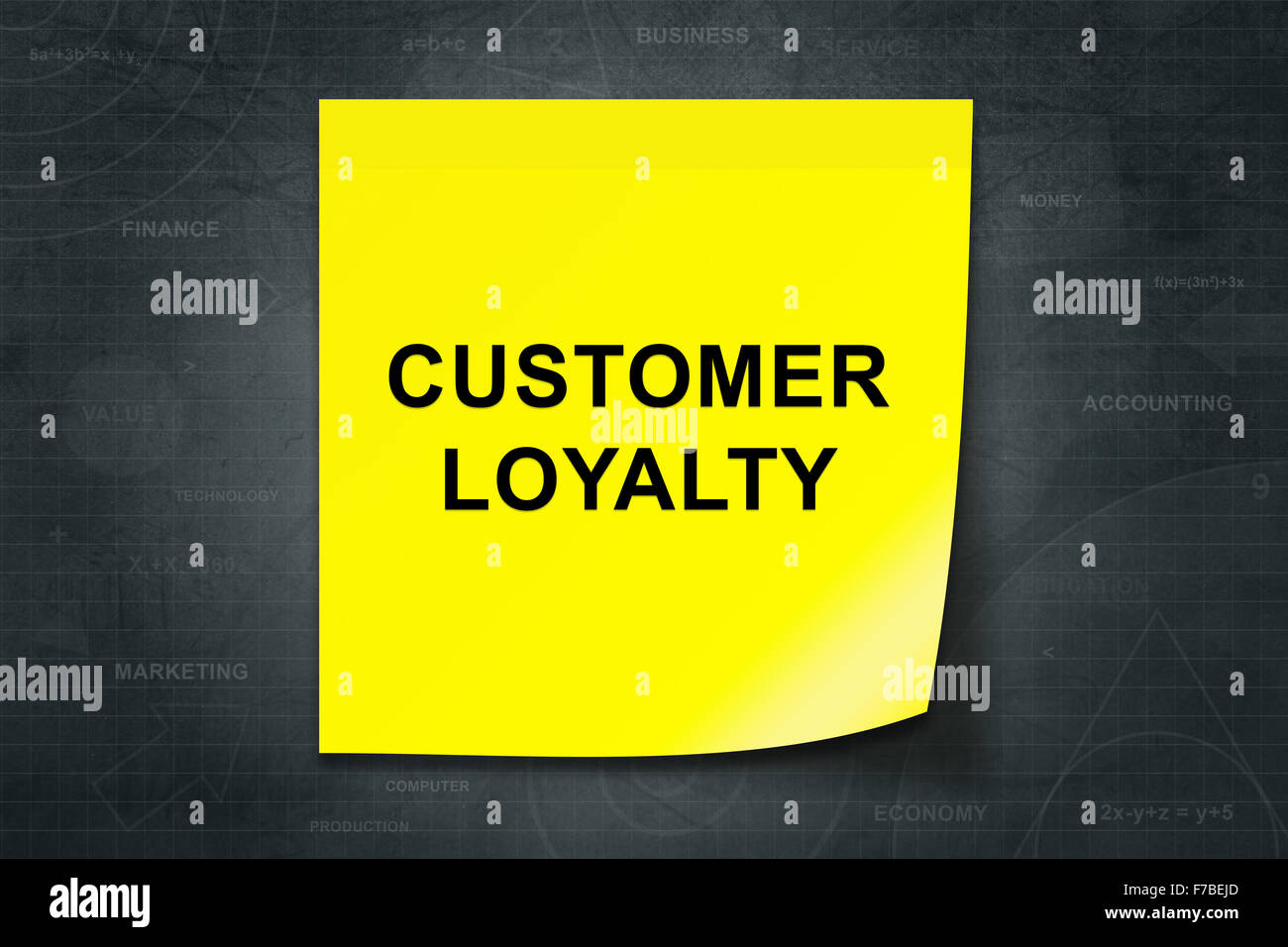 customer loyalty text on yellow note with black background Stock Photo ...