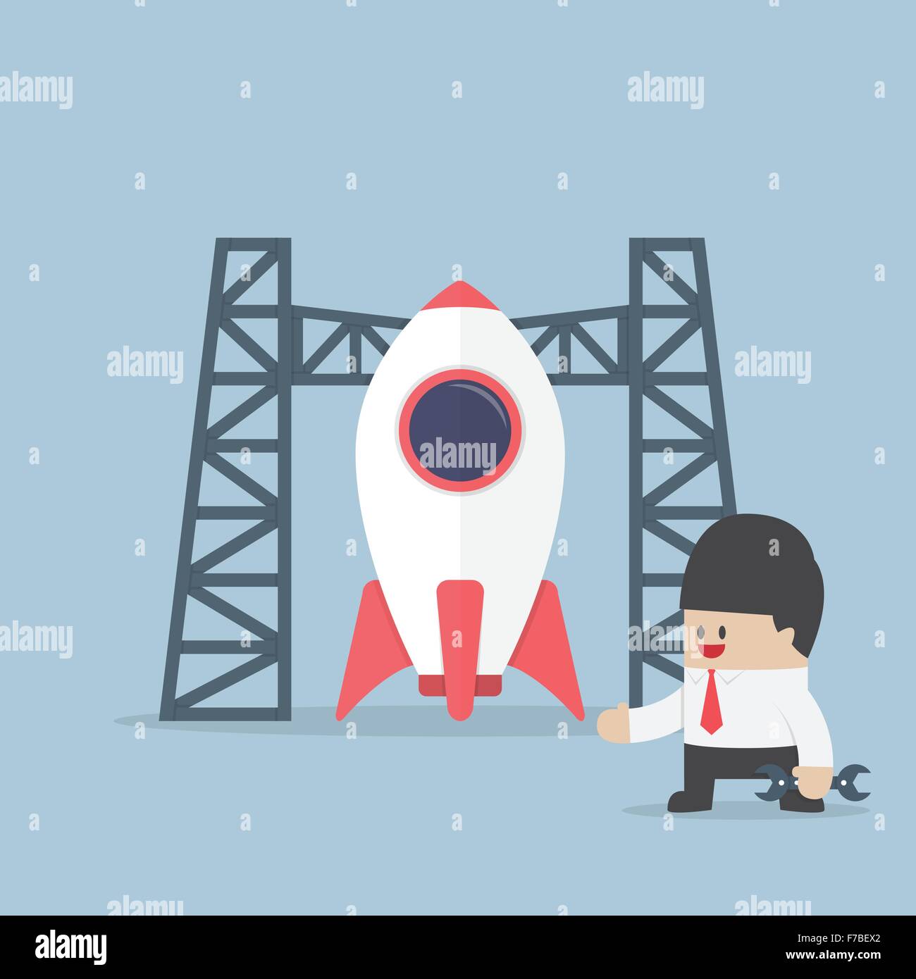 Rocket startup, Businessman build space shuttle, VECTOR, EPS10 Stock ...