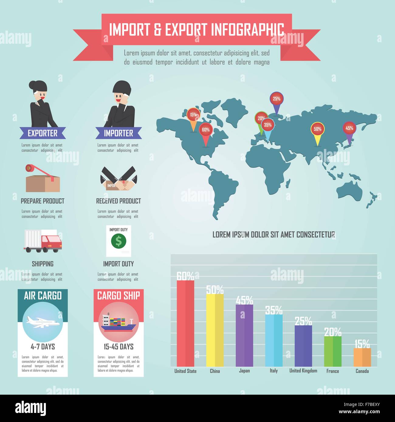 Trader import and export infographic, VECTOR, EPS10 Stock Vector Image ...