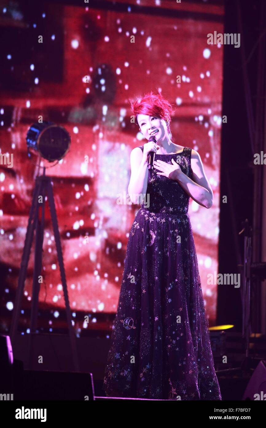 Beijing, China. 28th Nov, 2015. Chinese singer Ren'e Liu sings on her ...