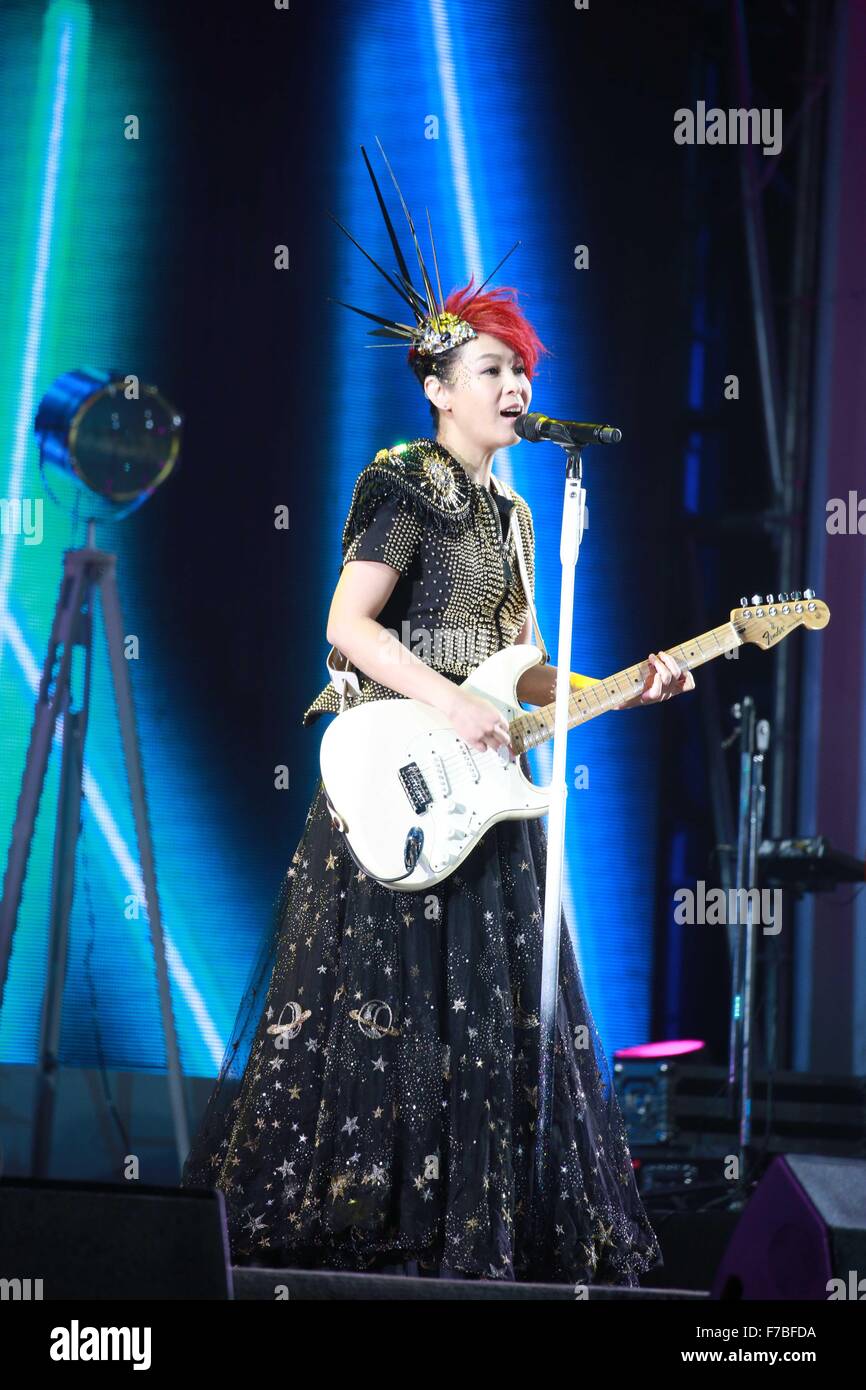 Beijing, China. 28th Nov, 2015. Chinese singer Ren'e Liu sings on her ...