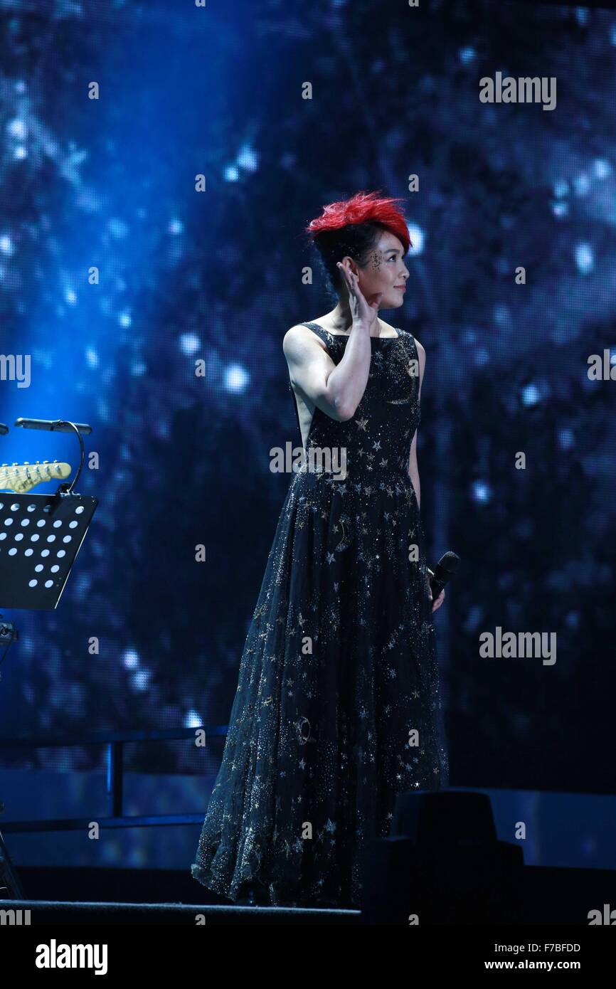 Beijing, China. 28th Nov, 2015. Chinese singer Ren'e Liu sings on her ...