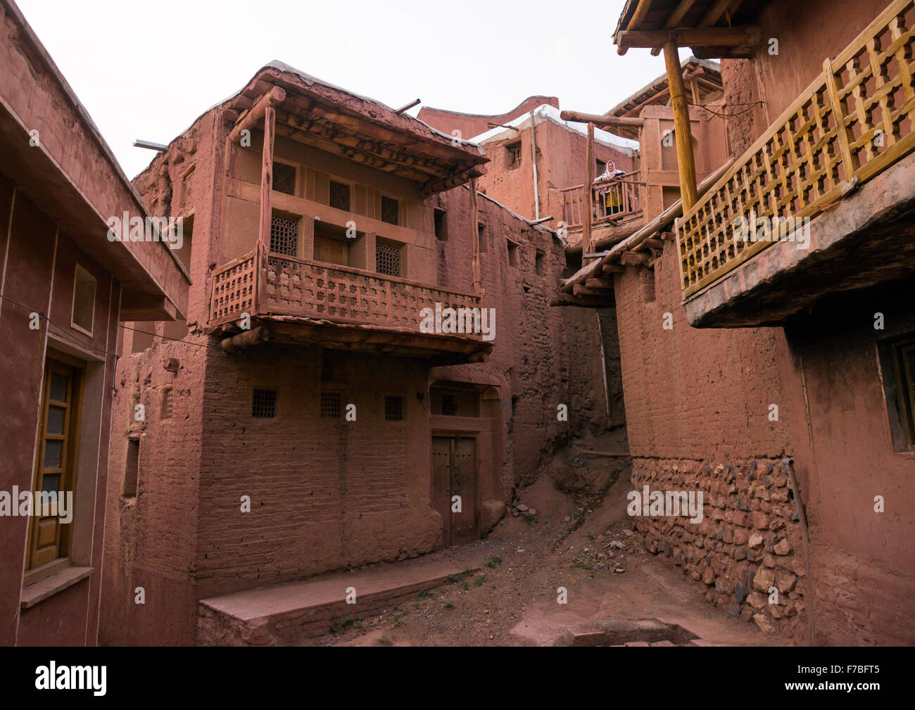 Iranian Woman Standing At The Balcony Of An Ancient Building In ...