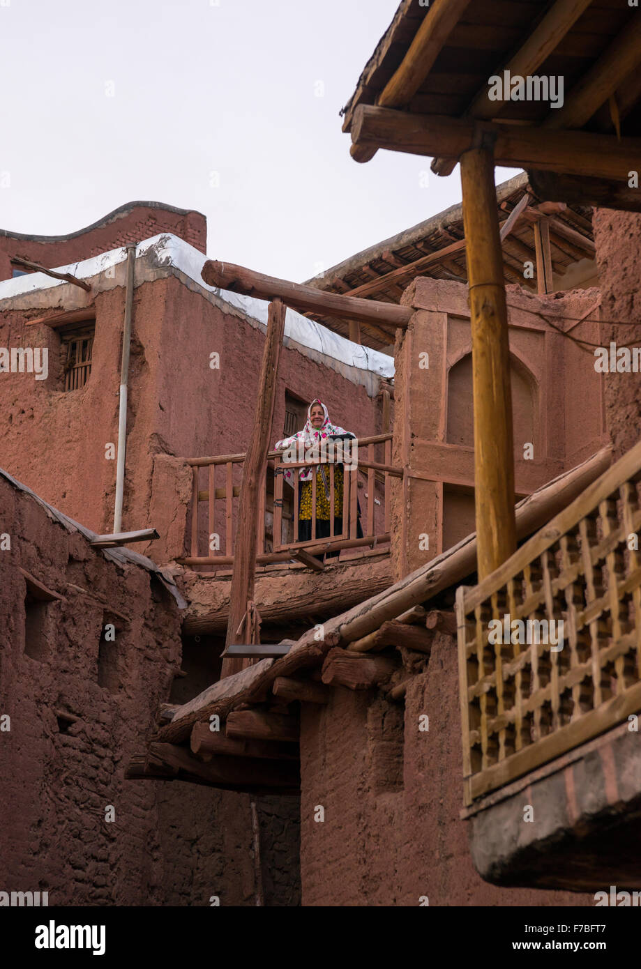 Iranian Woman Standing At The Balcony Of An Ancient Building In ...