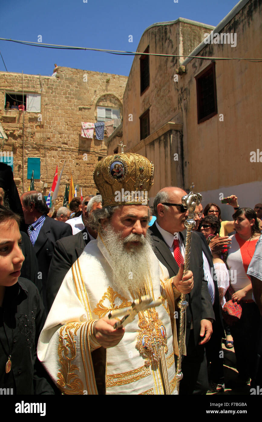 Israel, Greek Orthodox Patriarch Theophilus III leads the St. George's ...