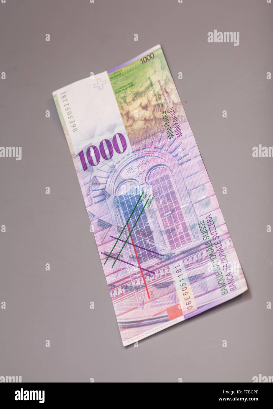 Swiss one thousand Franc notes isolated on gray Stock Photo - Alamy