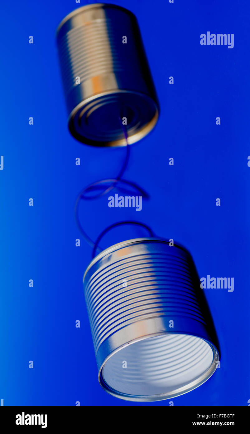 tin can phone.communication concept Stock Photo - Alamy
