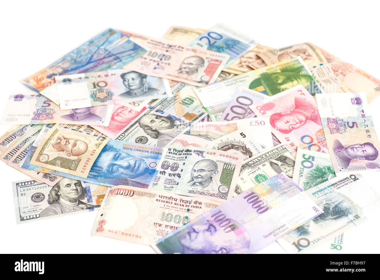 International currencies banknotes isolated on white Stock Photo - Alamy