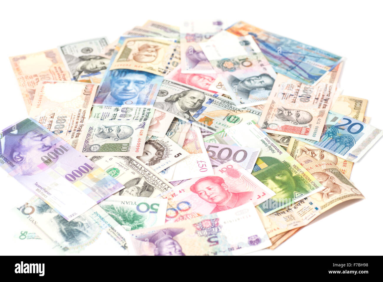 International currencies banknotes isolated on white Stock Photo - Alamy