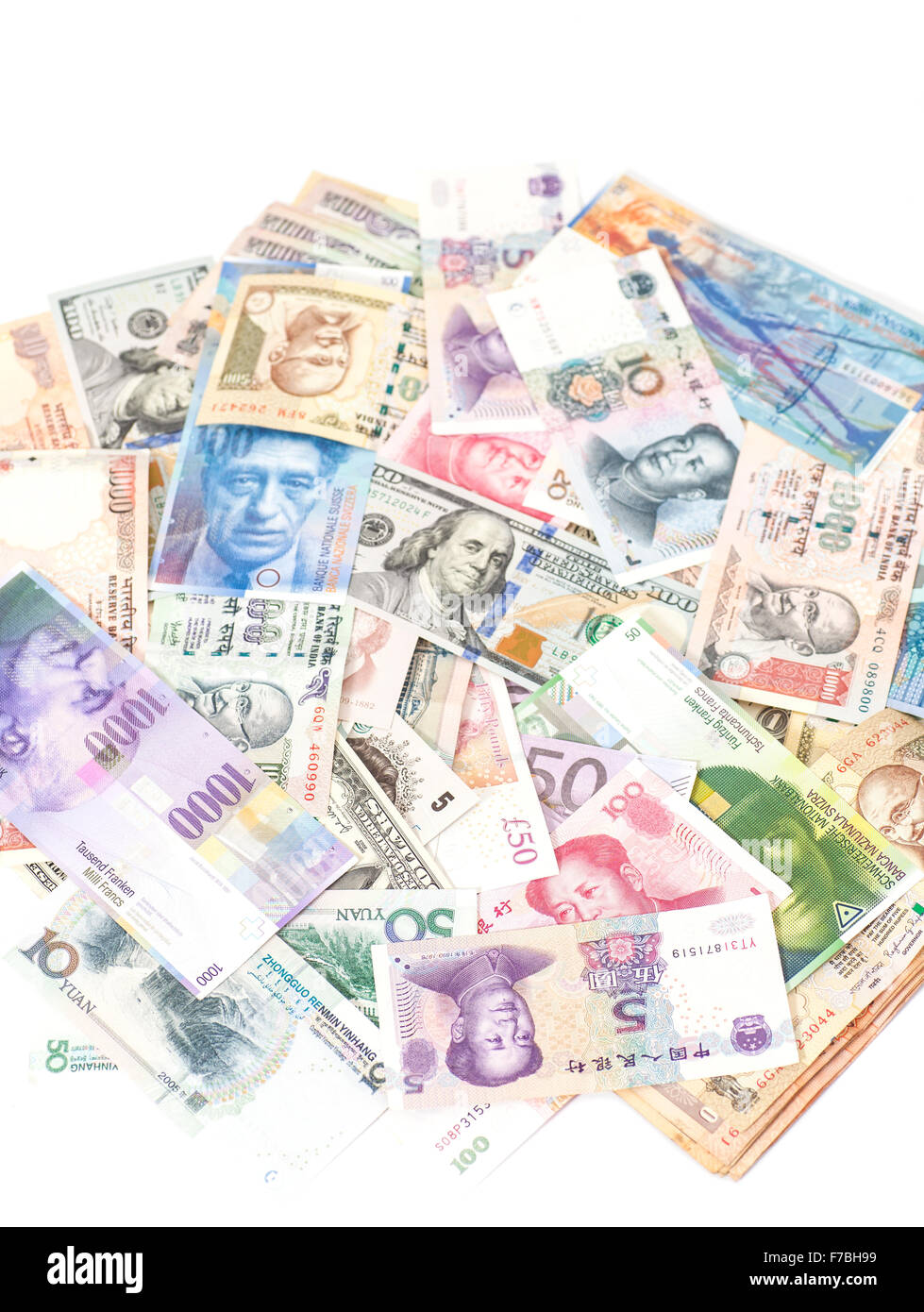 International currencies banknotes isolated on white Stock Photo - Alamy