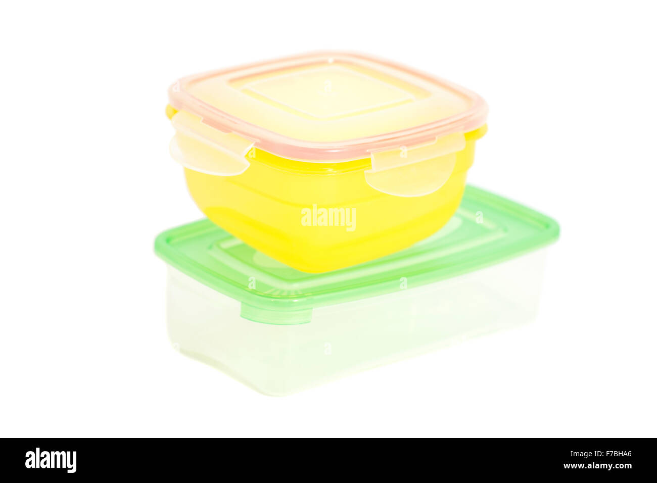 Stack of food plastic containers isolated on white Stock Photo - Alamy