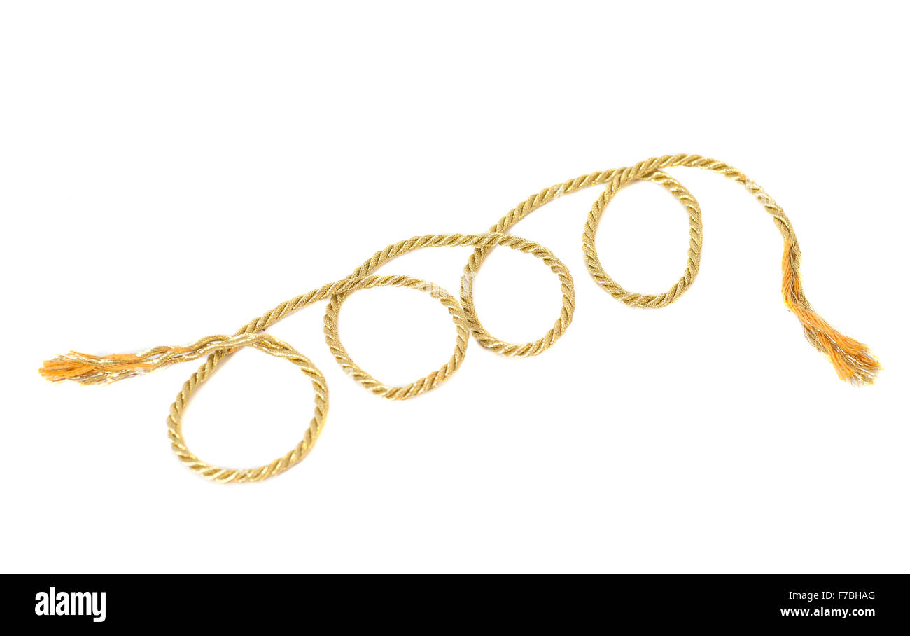 golden rope isolated on white background Stock Photo - Alamy