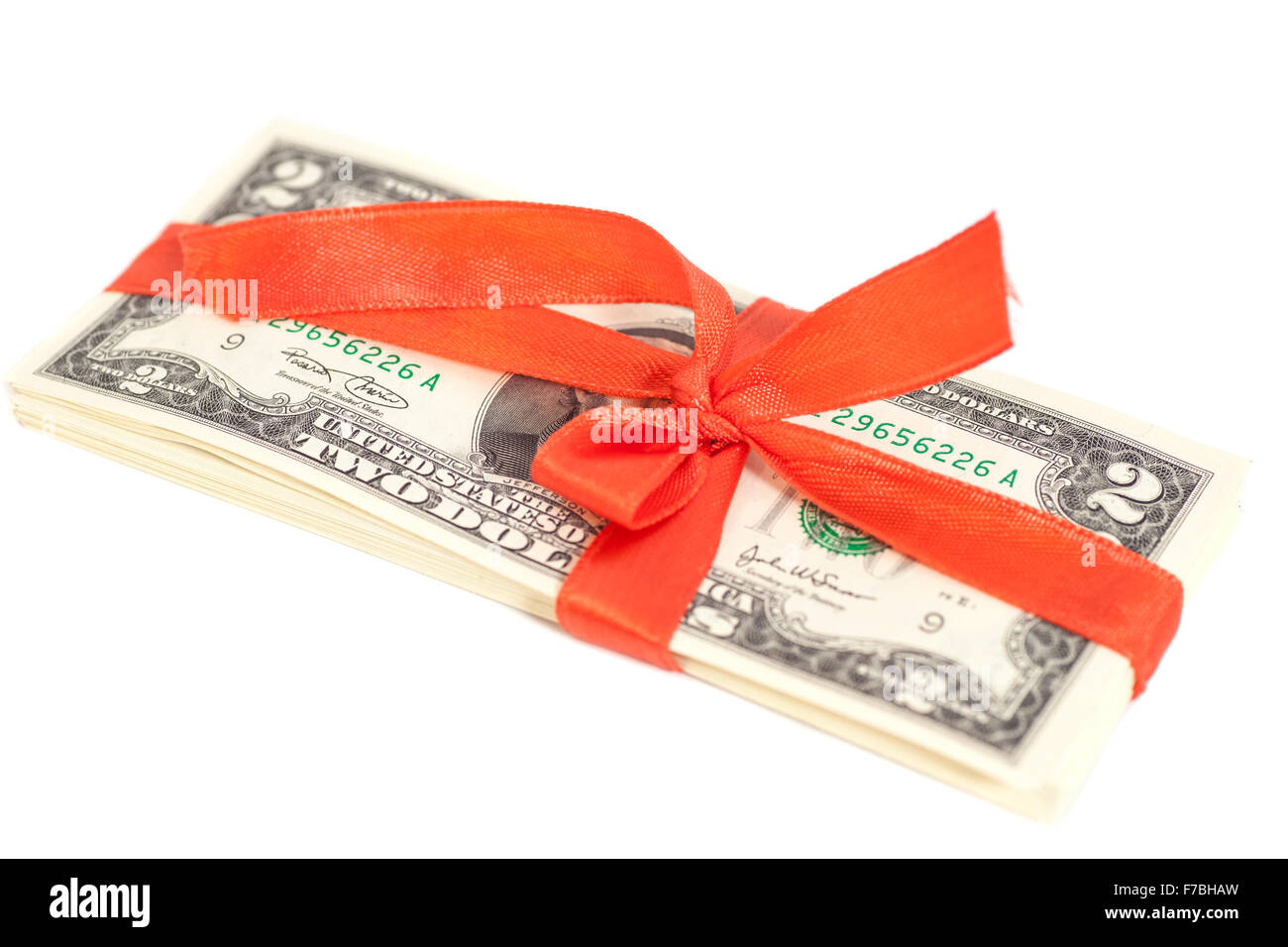 American Dollars Money Gift isolated on white Stock Photo - Alamy