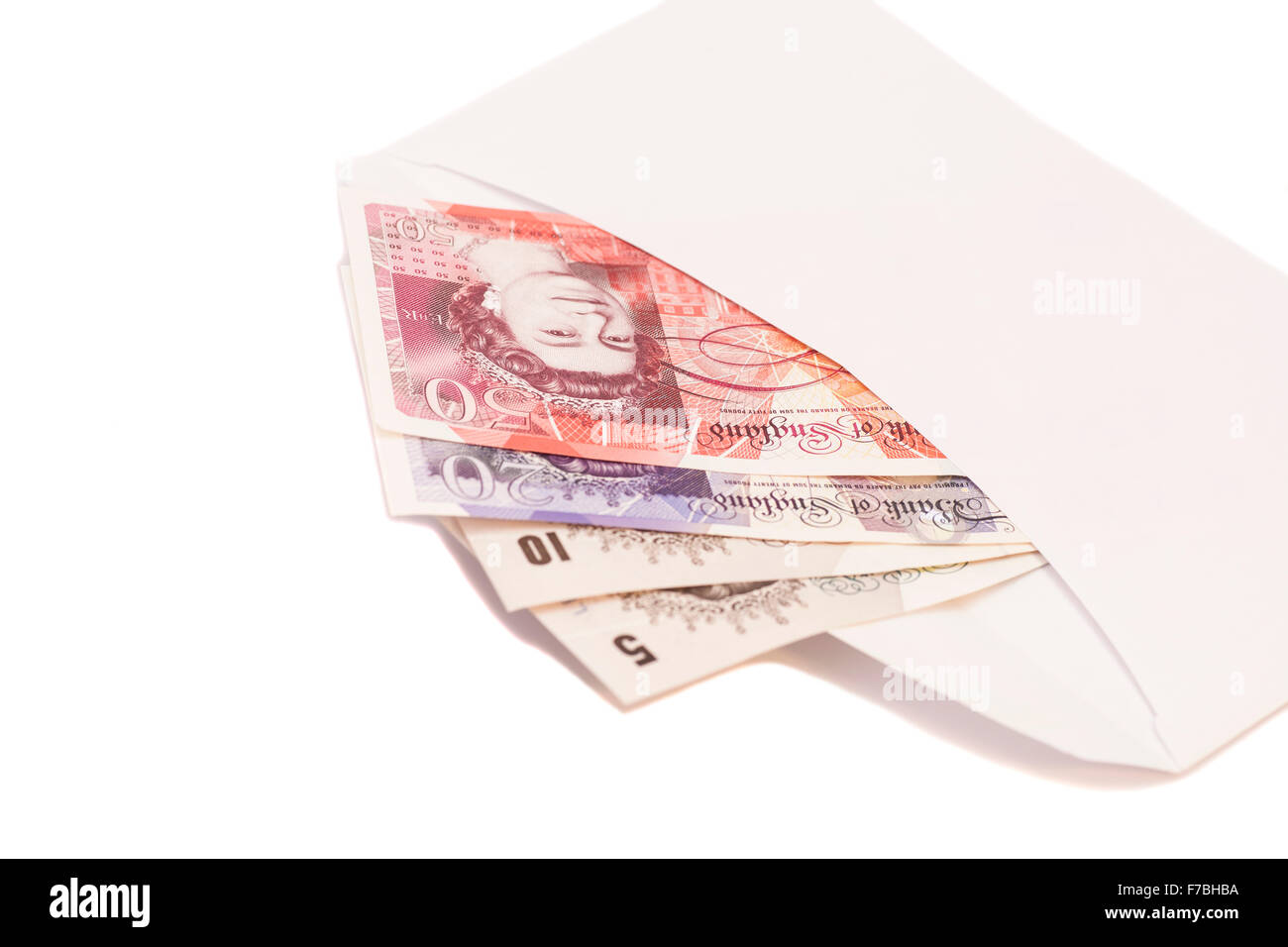 Money British pounds sterling gbp in envelope isolated on white Stock ...