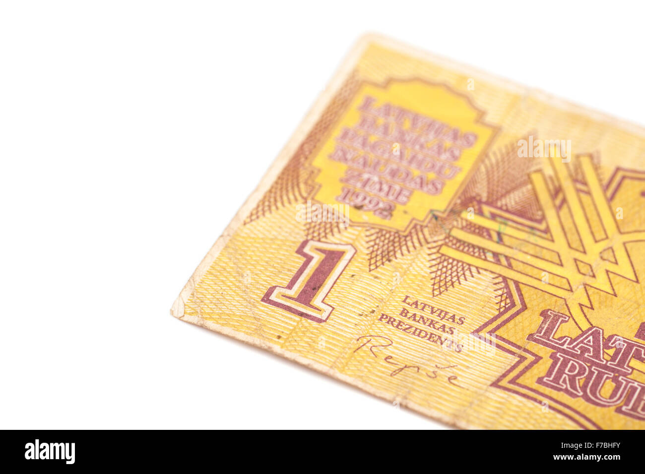1 ruble bill of Latvia isolated on white Stock Photo - Alamy