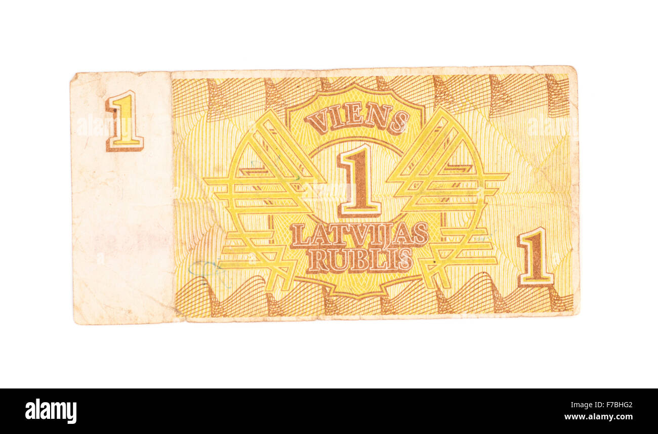 1 ruble bill of Latvia isolated on white Stock Photo - Alamy