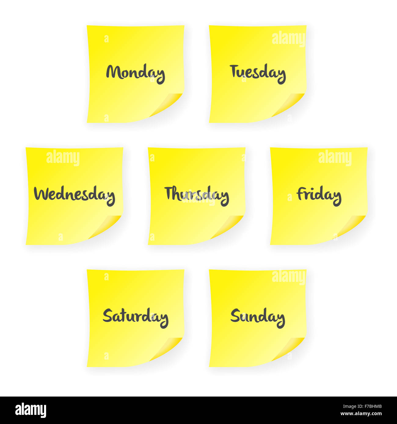 Stick note week day on a white background. Vector illustration Stock ...
