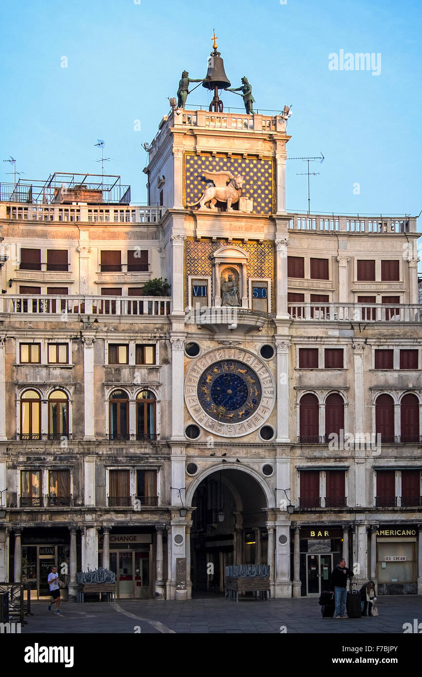 Venice, Italy, St Mark's Square. Clocktower, Renaisance building with ...