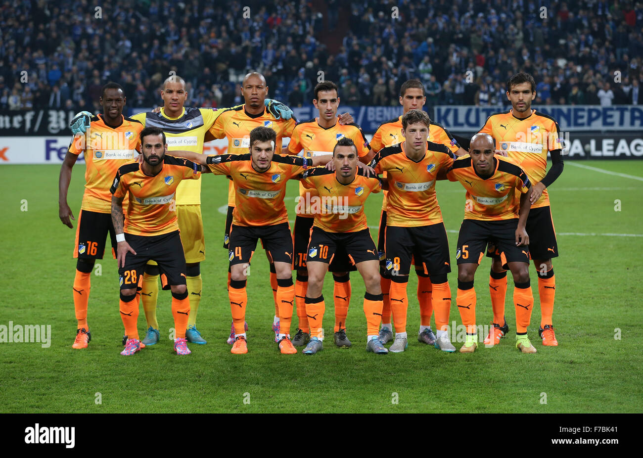 Gelsenkirchen, Germany. 26th Nov, 2015. APOEL players pose for a team ...
