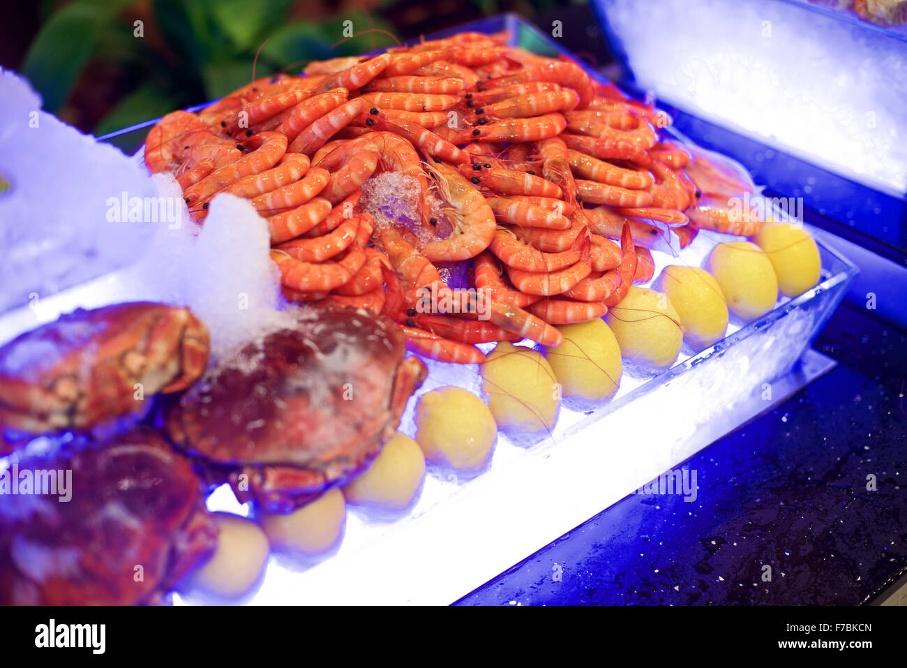 Boiled Shrimp in buffet restaurant Stock Photo - Alamy