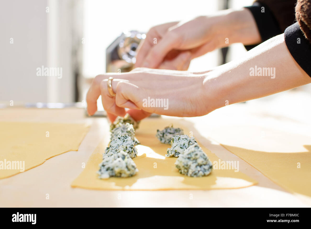 preparing homemade Italian ravioli Stock Photo - Alamy
