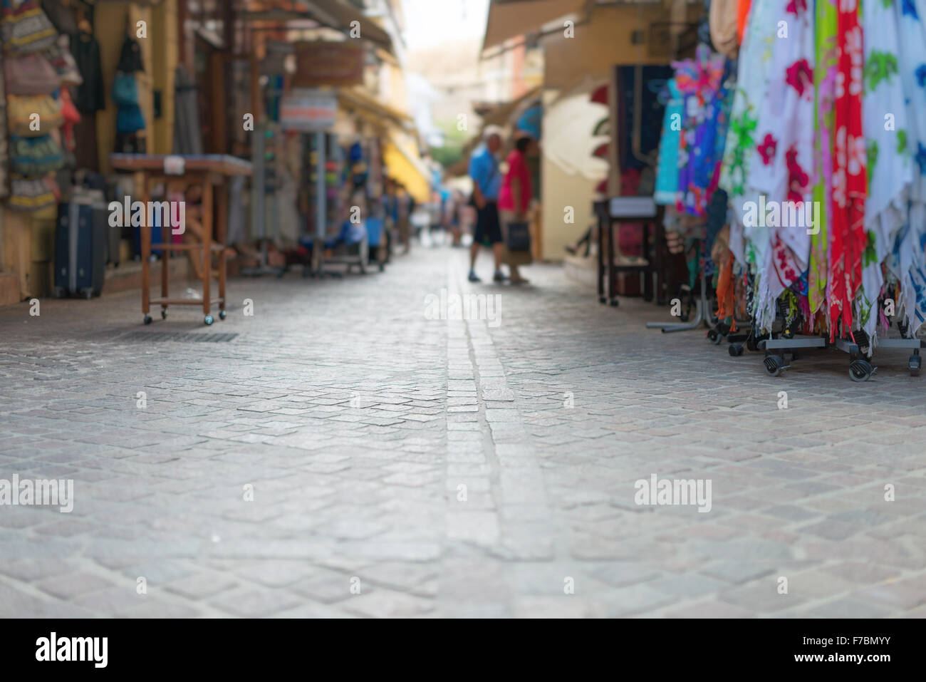 Traditional mediterranean street with goods Stock Photo - Alamy